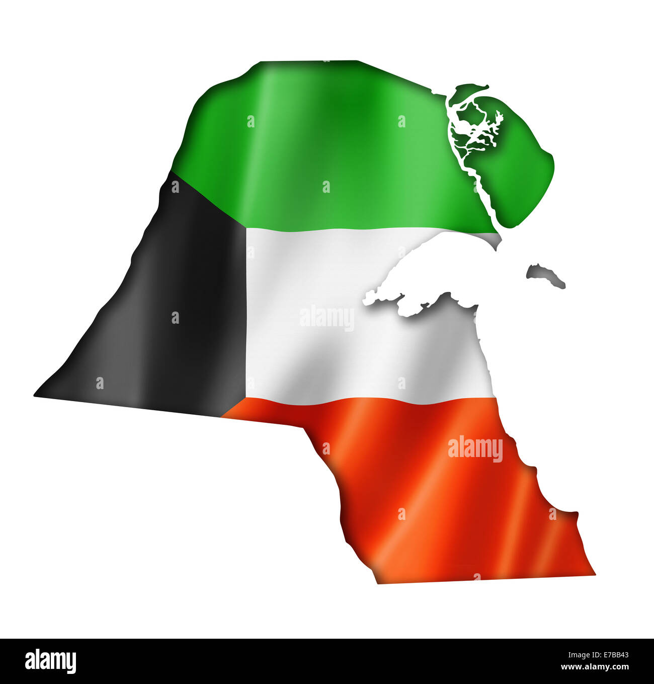 Kuwait-Flagge abzubilden, drei dimensionalen Render, isoliert auf weiss ...
