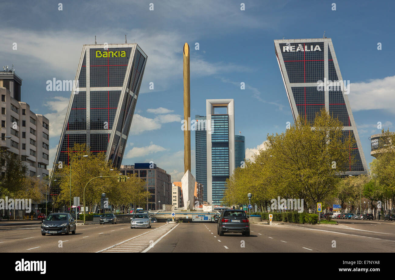 Avenue, Castellana, Stadt, Madrid, Spanien, Europa, Square, Architektur ...