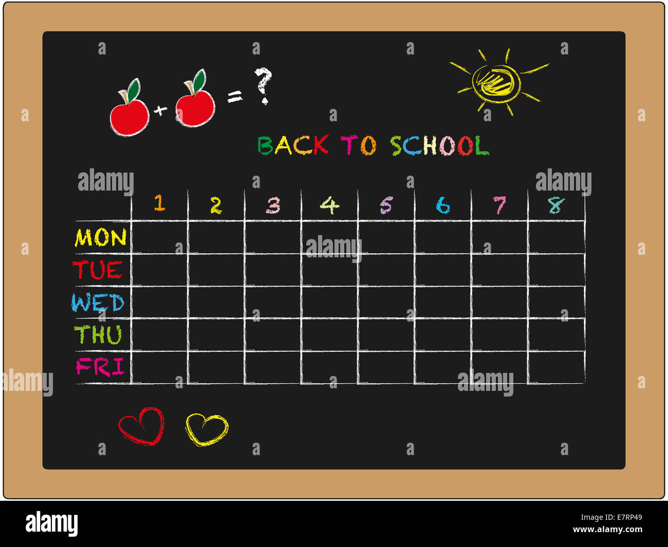 Illustration der Stundenplan mit blackboard Stockfotografie - Alamy