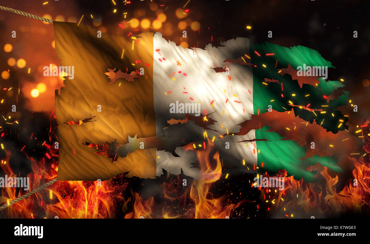 Côte d ' Ivoire brennende Feuer Flagge Krieg Konflikt Night 3D ... Côte d ' Ivoire brennende Feuer Flagge Krieg Konflikt Night 3D ...