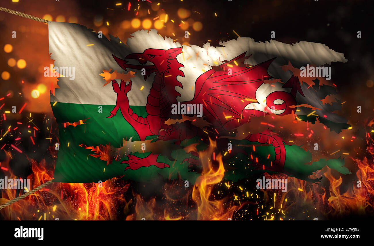 Wales brennende Feuer Flagge Krieg Konflikt Night 3D Stockfotografie ... Wales brennende Feuer Flagge Krieg Konflikt Night 3D Stockfotografie ...