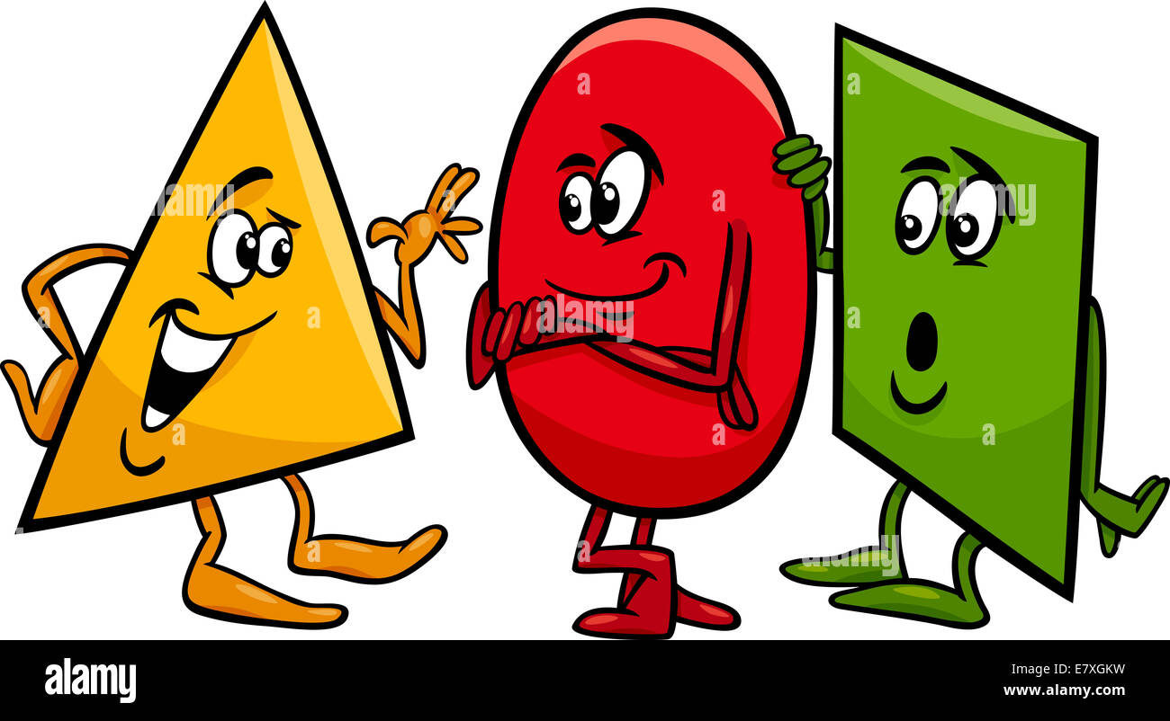Cartoon Illustration lustig Dreieck Kreis und Quadrat Basic ...
