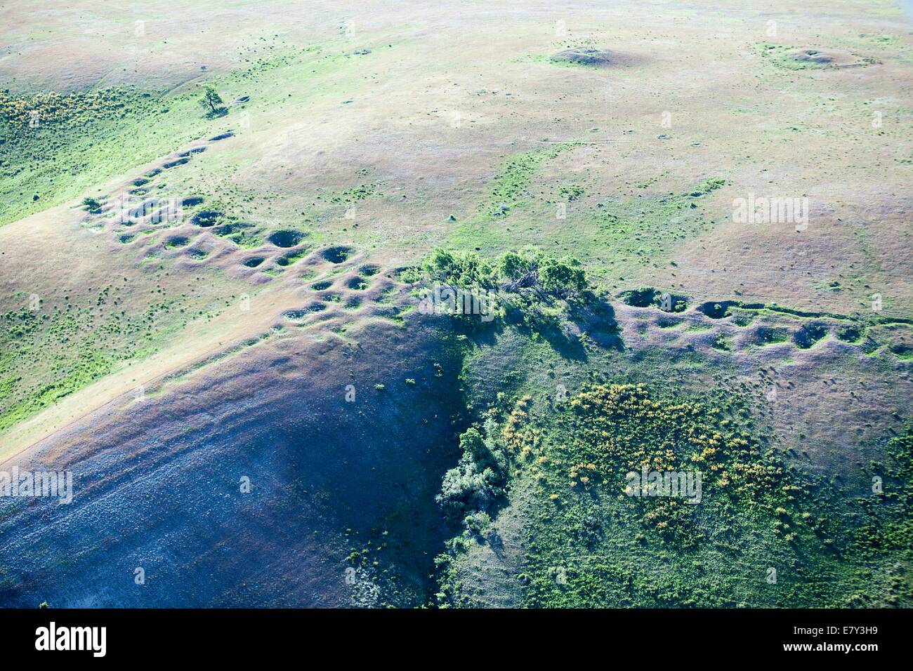 Luftaufnahme von Wolgograd, Russland. Schale Krater seit der Schlacht ...