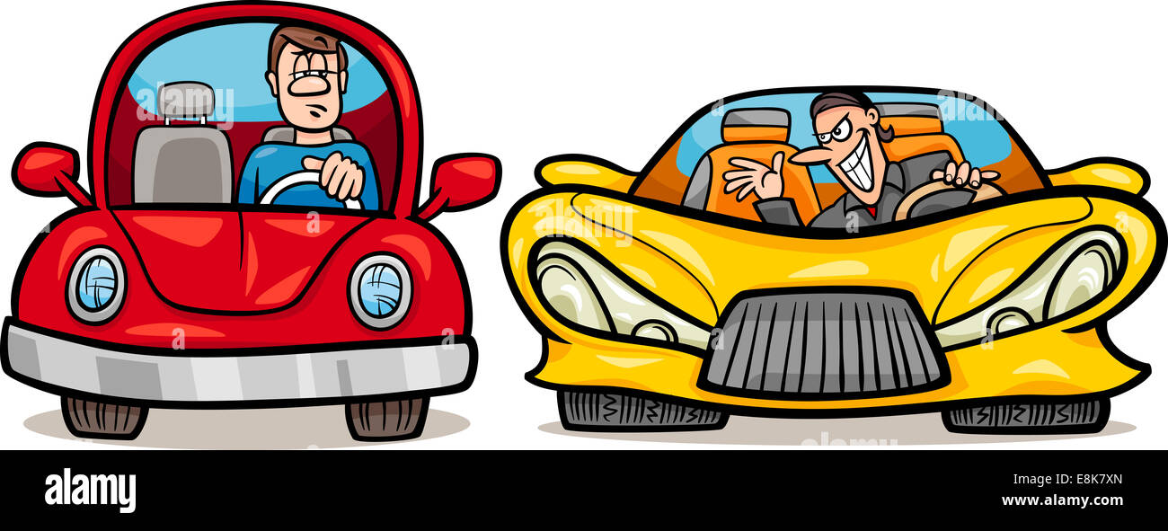 Cartoon illustration funny retro car -Fotos und -Bildmaterial in hoher ...