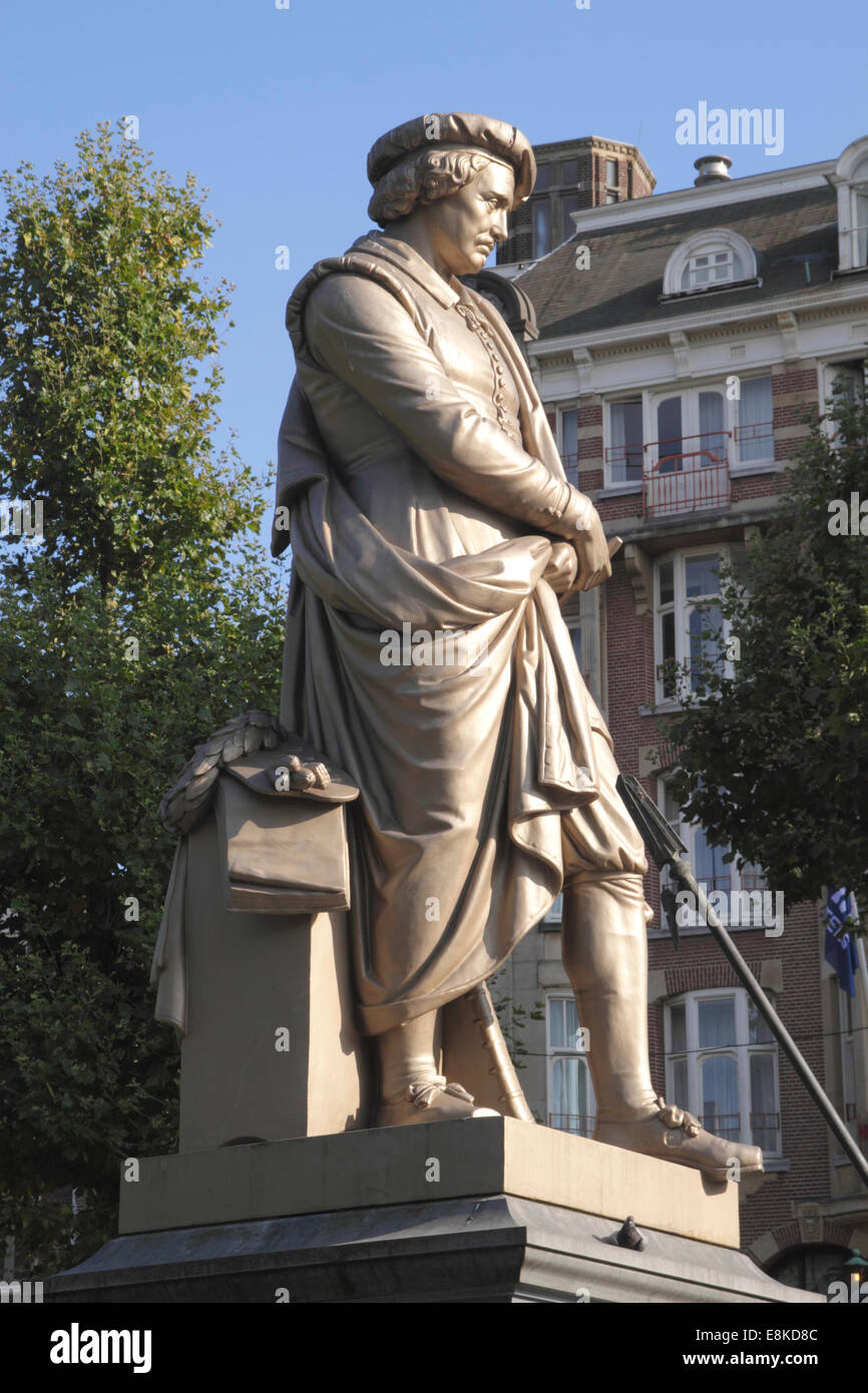Rembrandt-Statue in Rembrandt Square Amsterdam Holland Stockfotografie ...