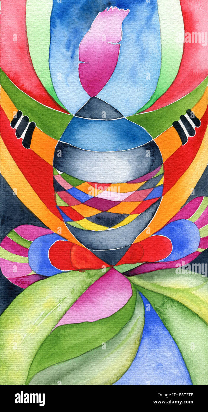 Jugendstil-Schamanen, abstrakte Kunst Nouveau Stil original-Aquarell ...
