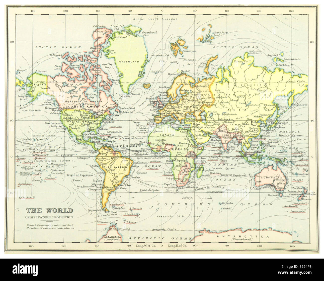 (1899) MAP OF THE WORLD - comp. von Irvine Stockfotografie - Alamy