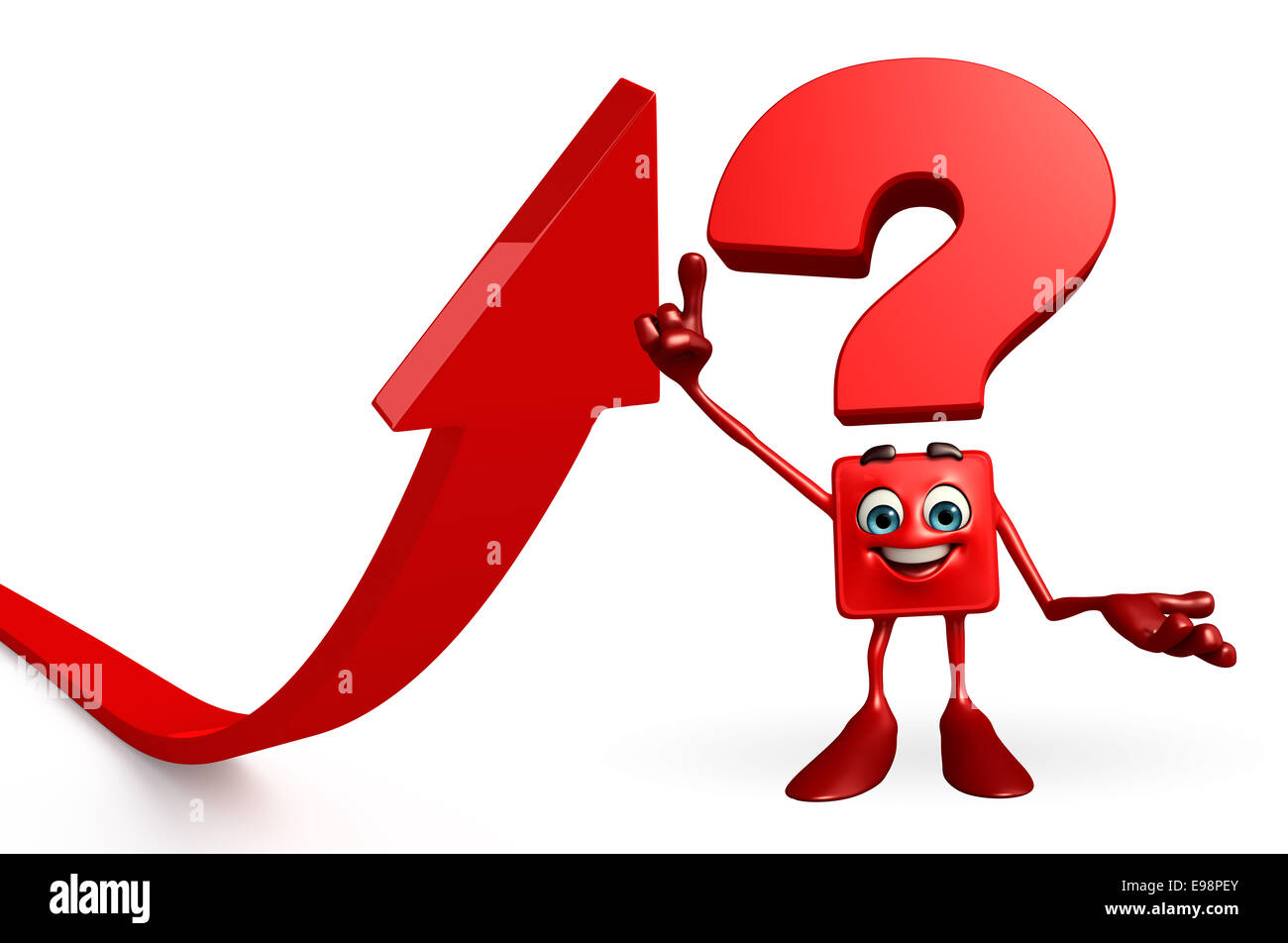 Cartoon-Figur des Fragezeichen mit Pfeil Stockfotografie - Alamy