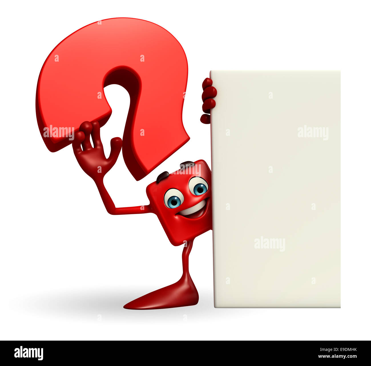 Cartoon Charakter der Fragezeichen mit Schild Stockfotografie - Alamy