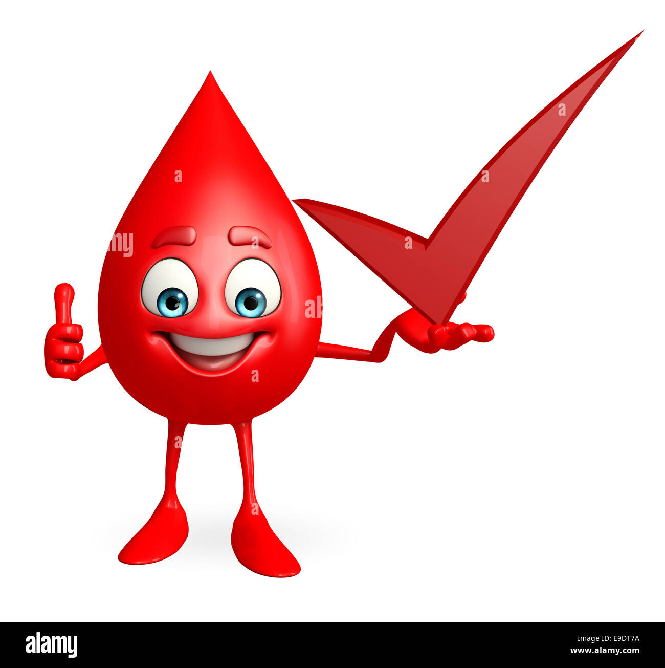 Cartoon Charakter Blut Tropfen mit richtigen Zeichen Stockfotografie ...