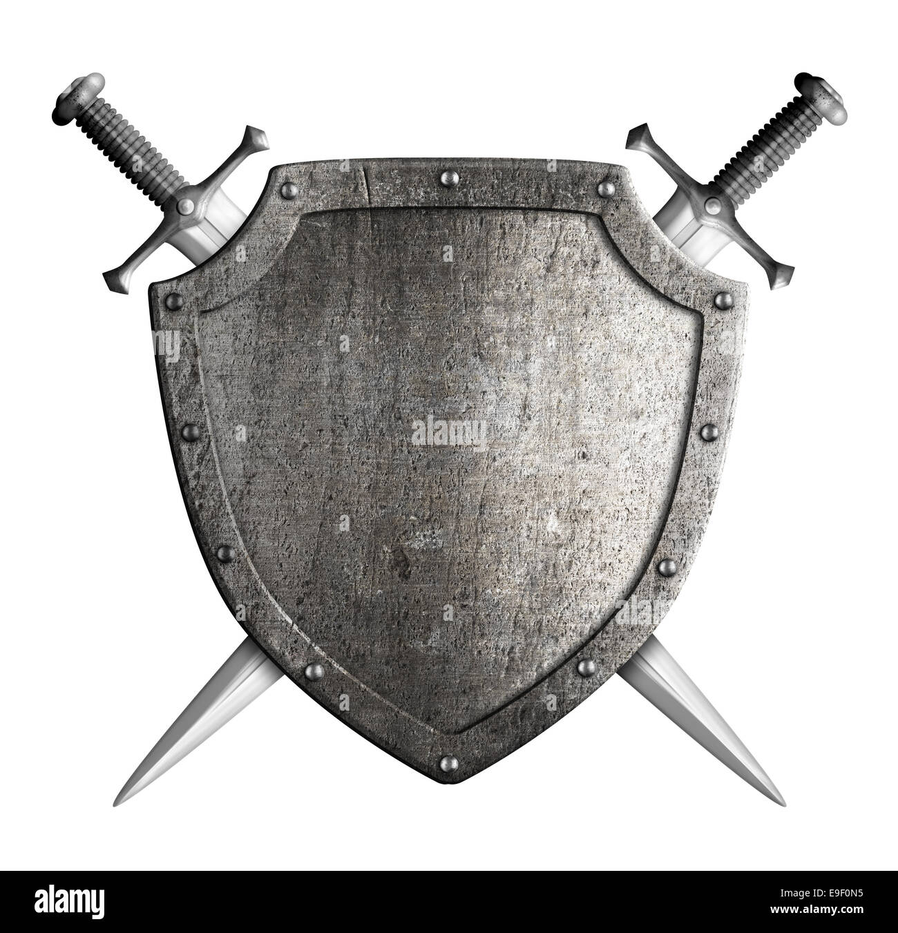 Wappen der mittelalterlichen Ritter Schild und Schwert isoliert ...