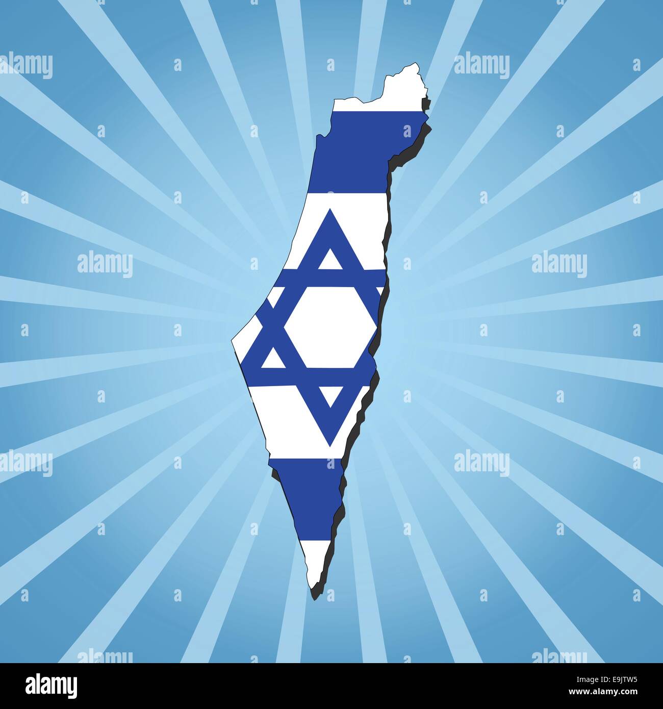 Israel Landkarte Flagge blau Sunburst Illustration Stock-Vektorgrafik - Alamy