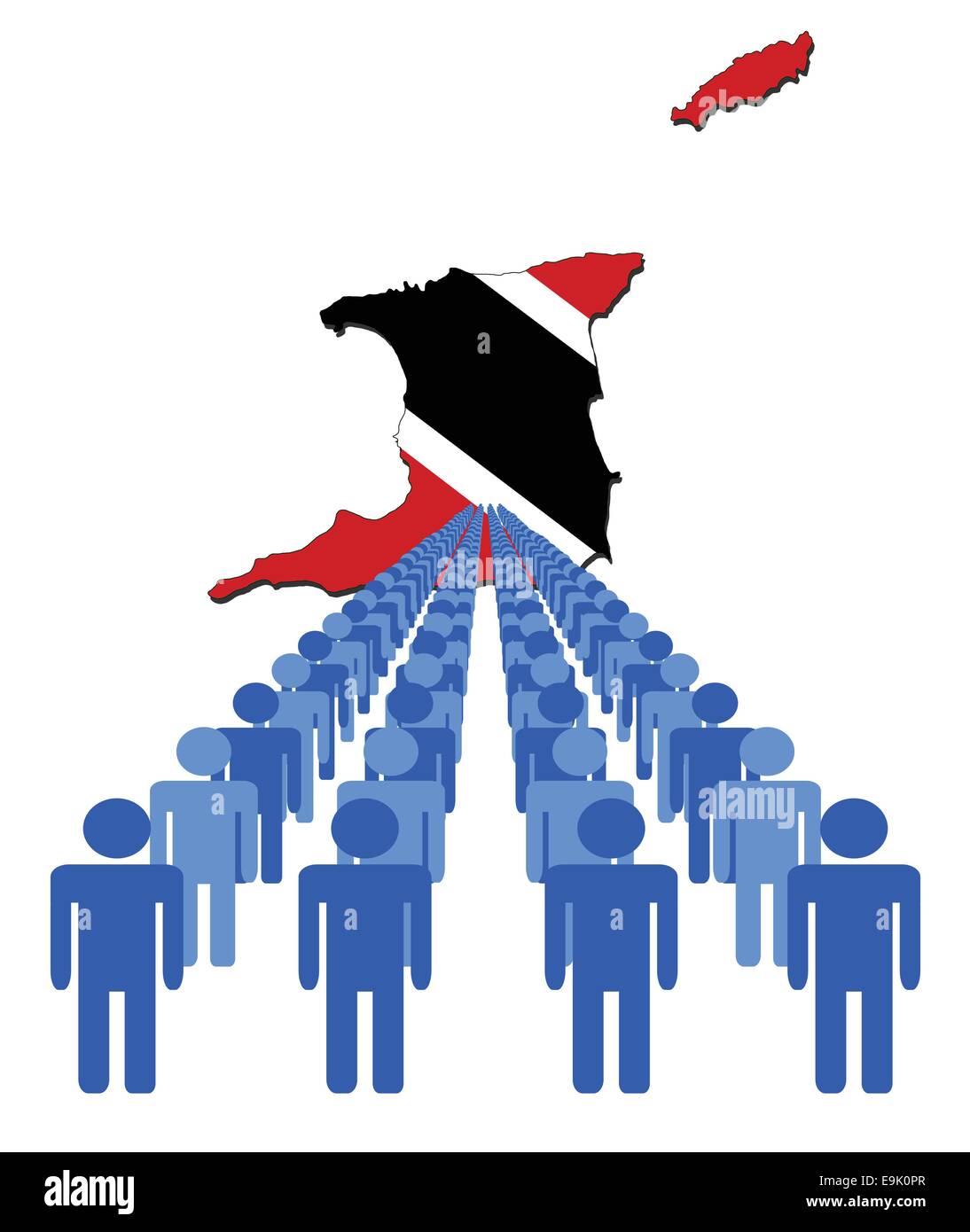 Schlangen von Menschen mit Trinidad Karte Flagge Vektor-illustration ...