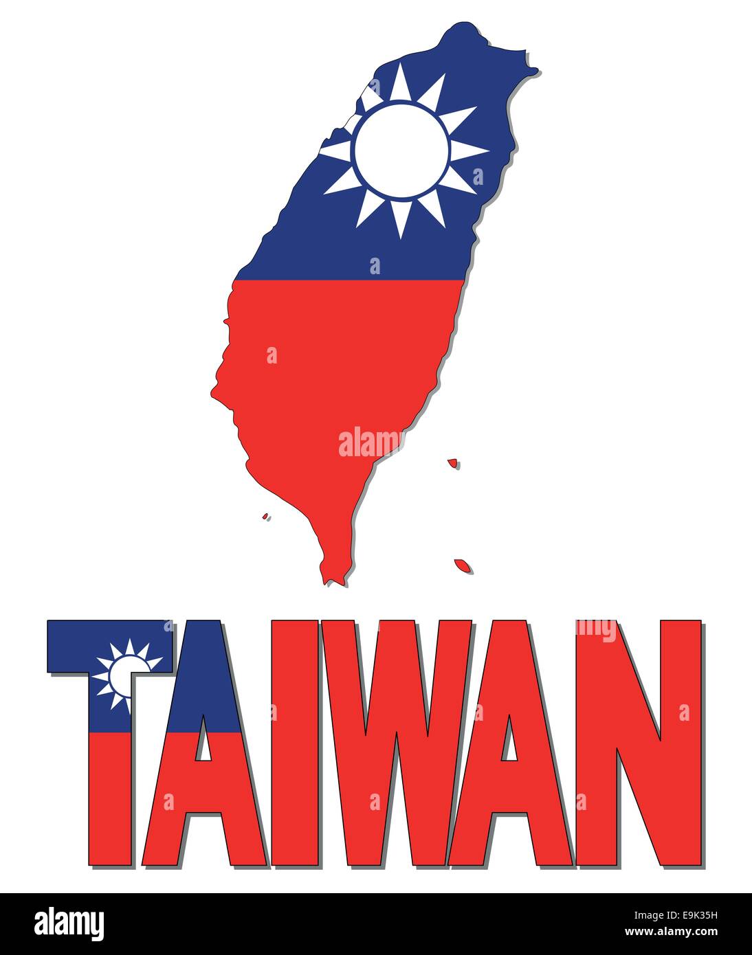 Taiwan Karte Flagge und Text illustration Stock-Vektorgrafik - Alamy