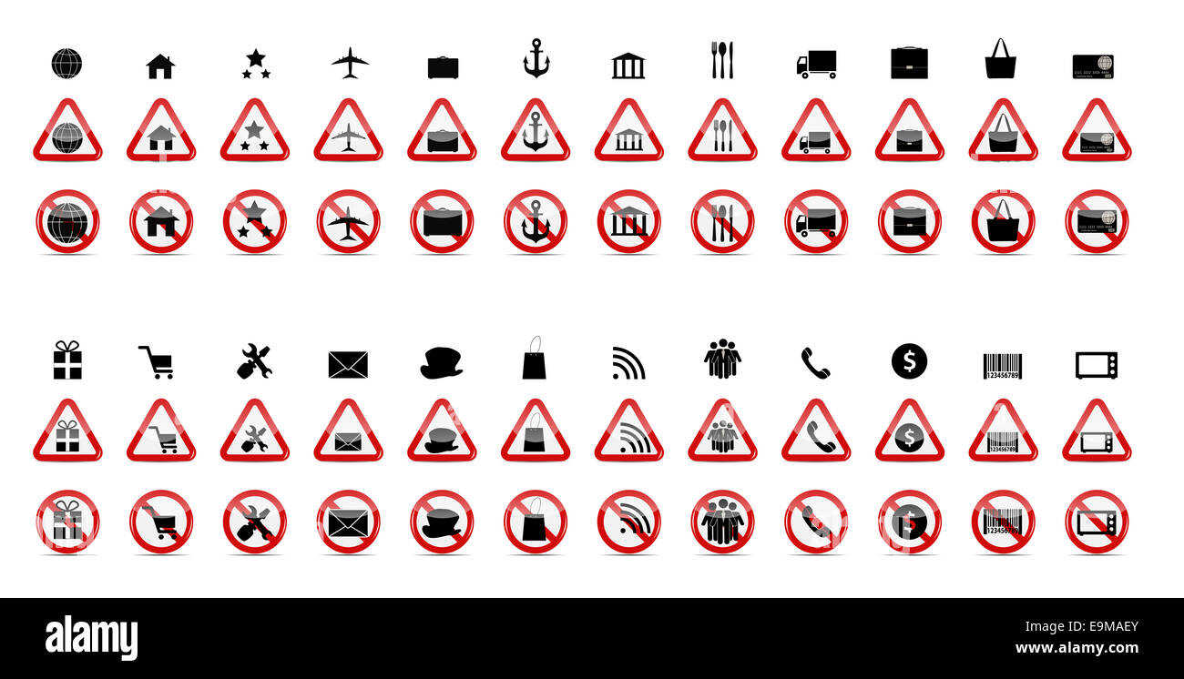 Satz von Verbotsschilder. Vektor-Illustration Stockfotografie - Alamy