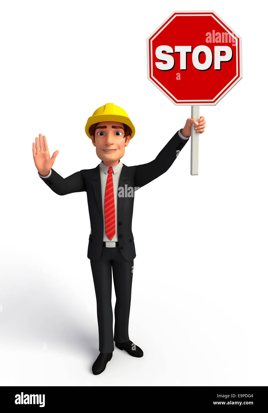 Illustration der junge Geschäftsmann mit Stop-Schild Stockfotografie ...