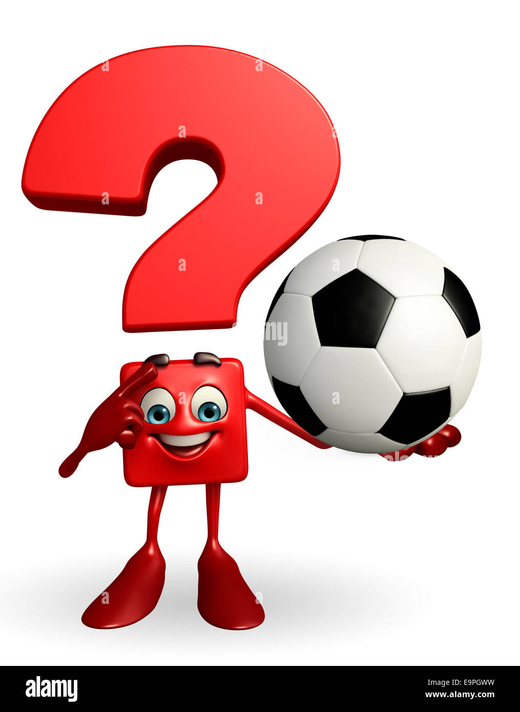 Cartoon Charakter der Fragezeichen mit dem Fußball Stockfotografie - Alamy