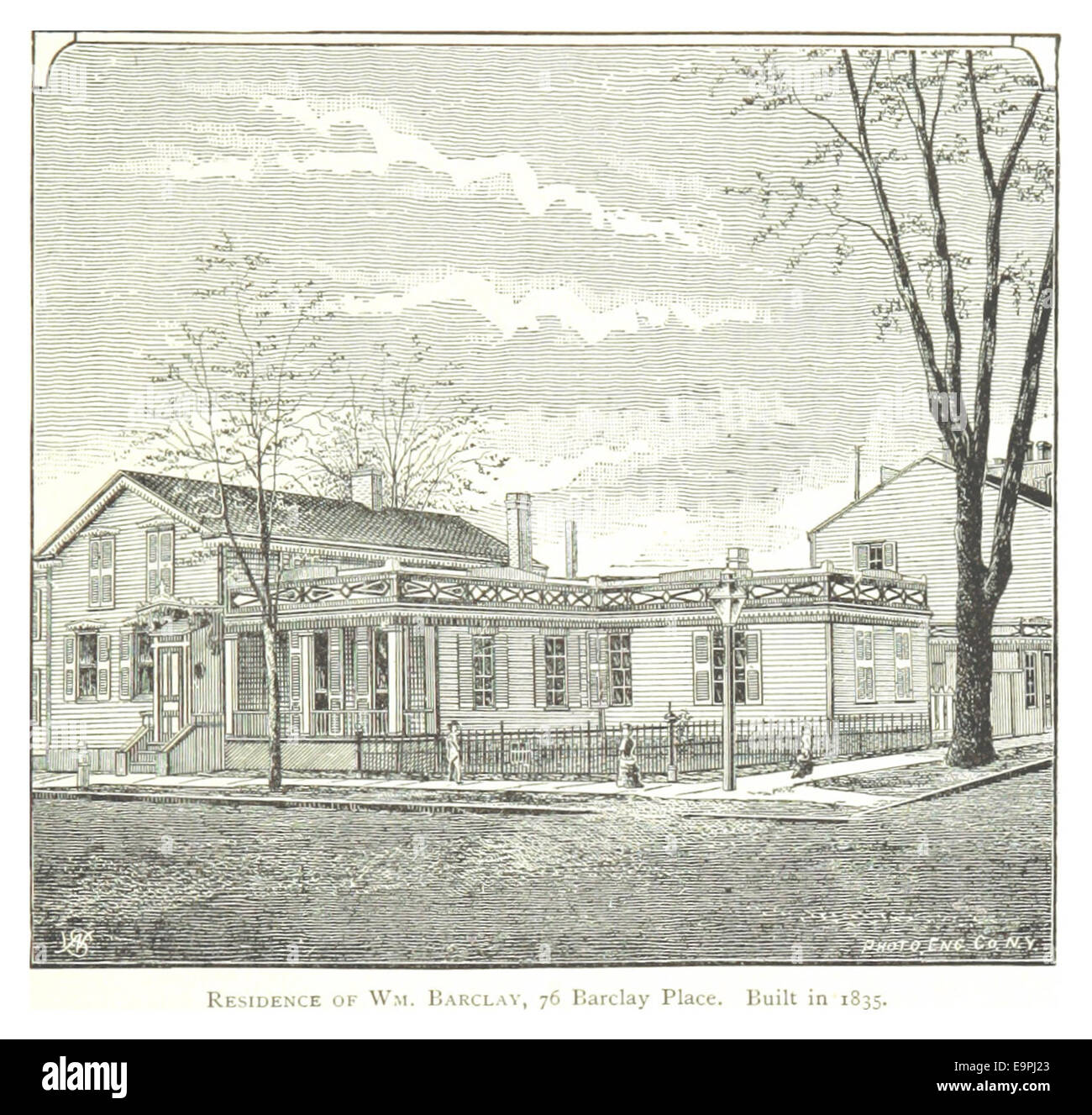 Diese Illustration von Farmer aus dem Jahr 1884 zeigt die Residenz von ...