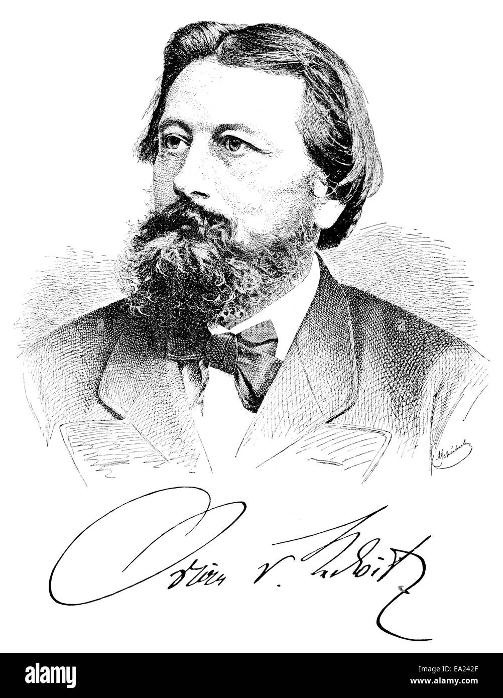 Oskar Freiherr von Redwitz, 1823-1891, ein deutscher Dichter, Porträt ...