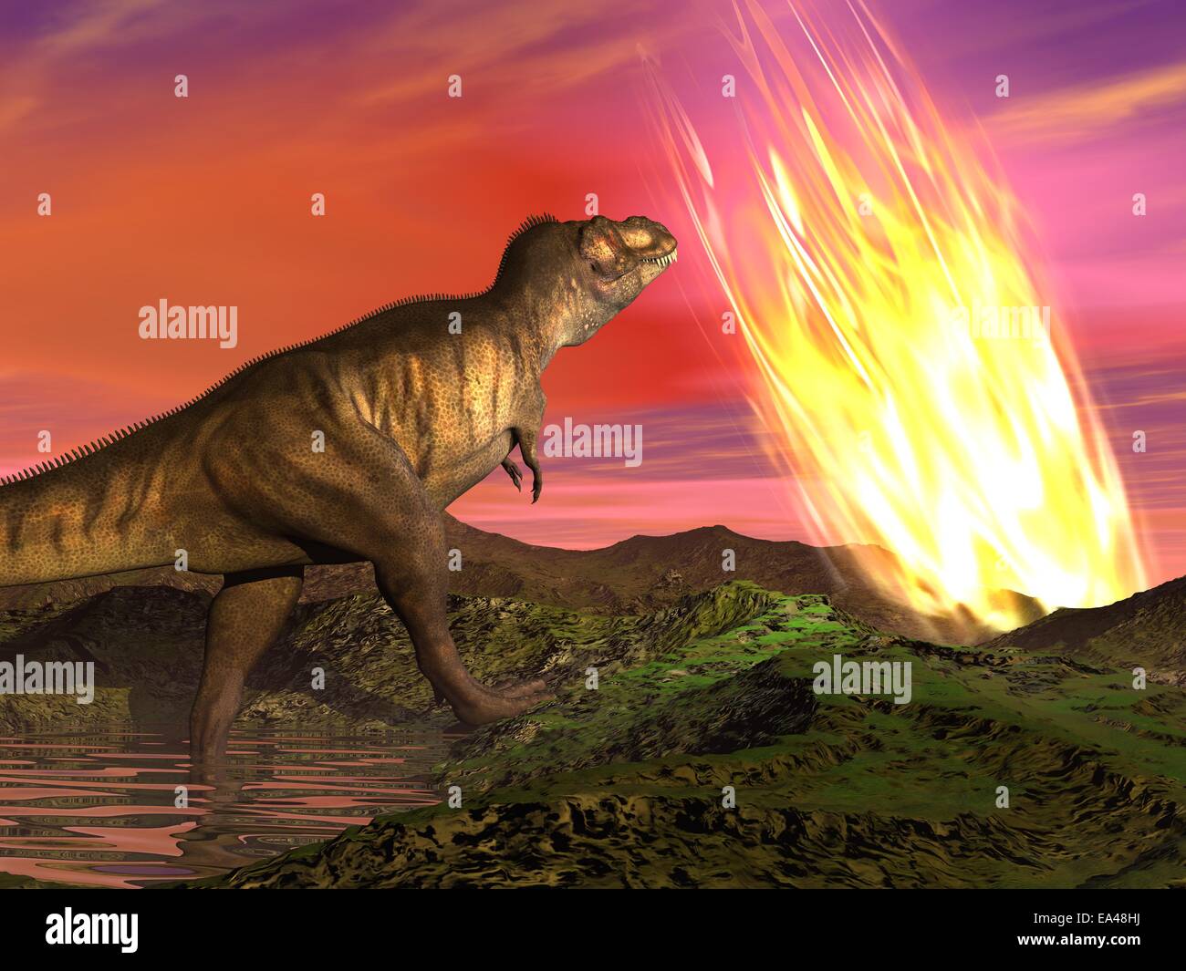 Aussterben der Dinosaurier - 3D render Stockfotografie - Alamy