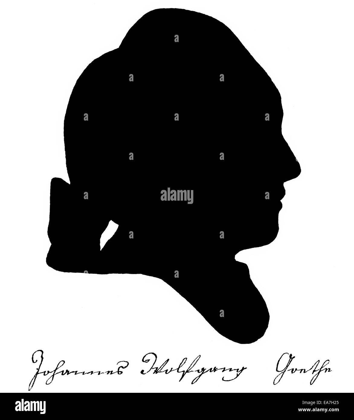 Historischen drucken, 1762, silhouette von Johann Wolfgang von Goethe ...