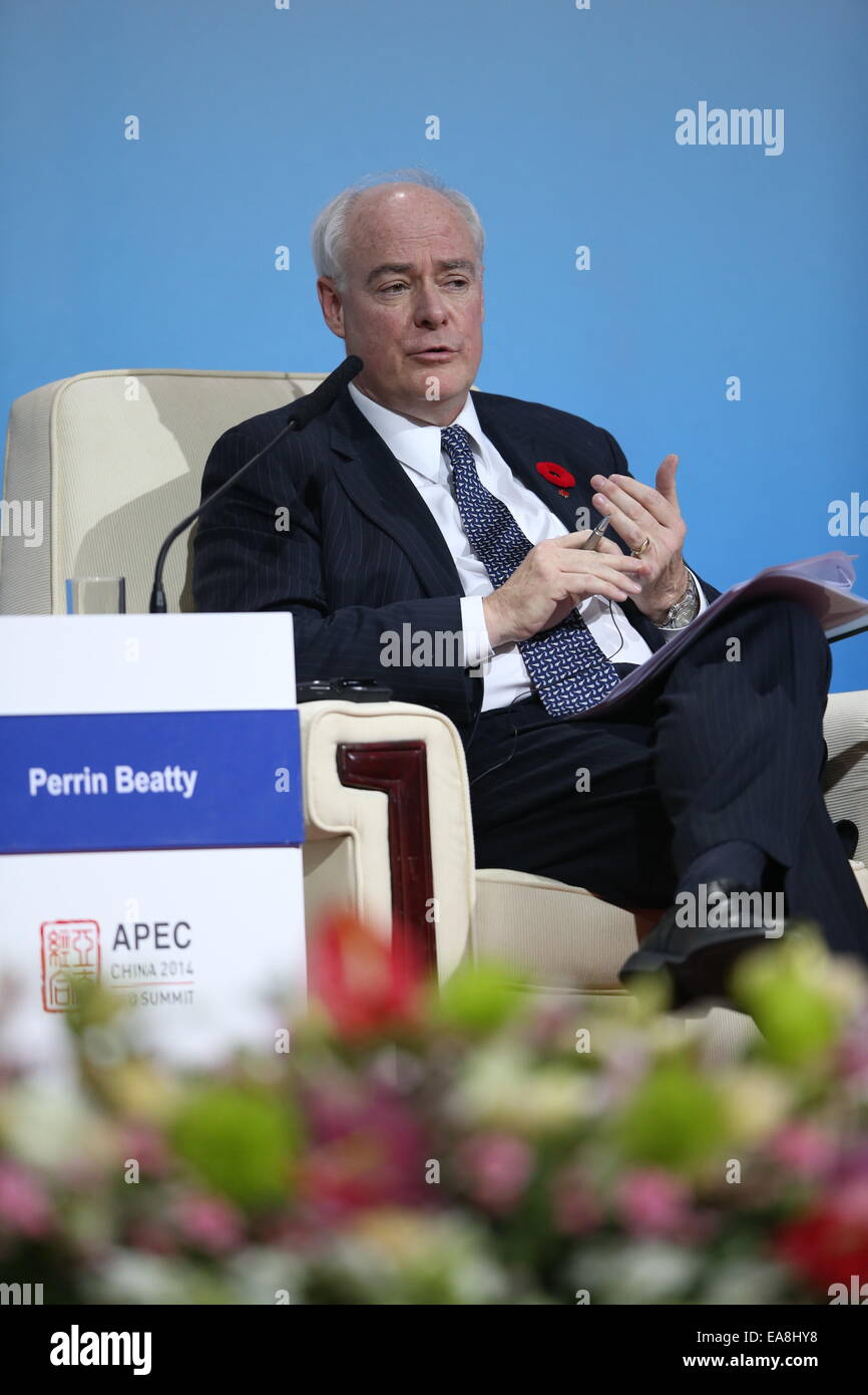 Peking, China. 9. November 2014. Perrin Beatty, President und CEO von ...
