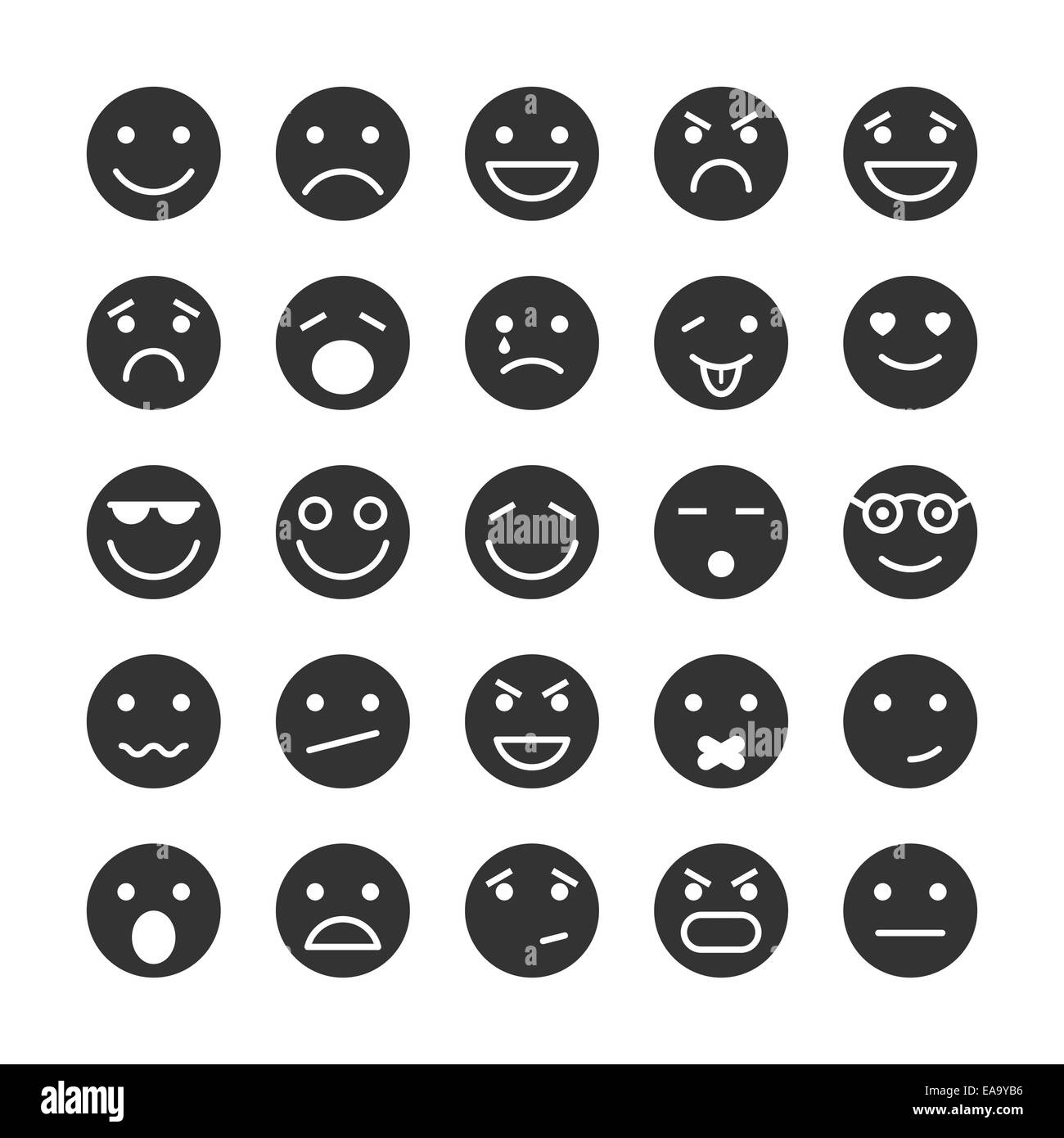 Smiley faces Symbole Satz von Emotionen Stimmung und Ausdruck isoliert ...
