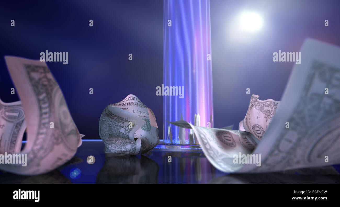 Eine isolierte Stripperin Pole auf einer Bühne, die von einem einzigen ...