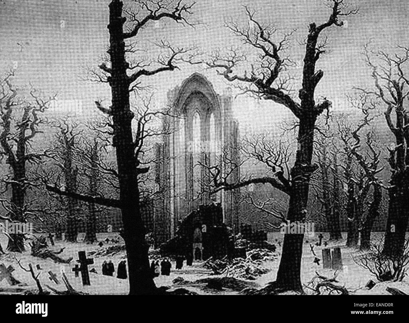 Caspar David Friedrich Kloster Friedhof im Schnee Stockfotografie - Alamy