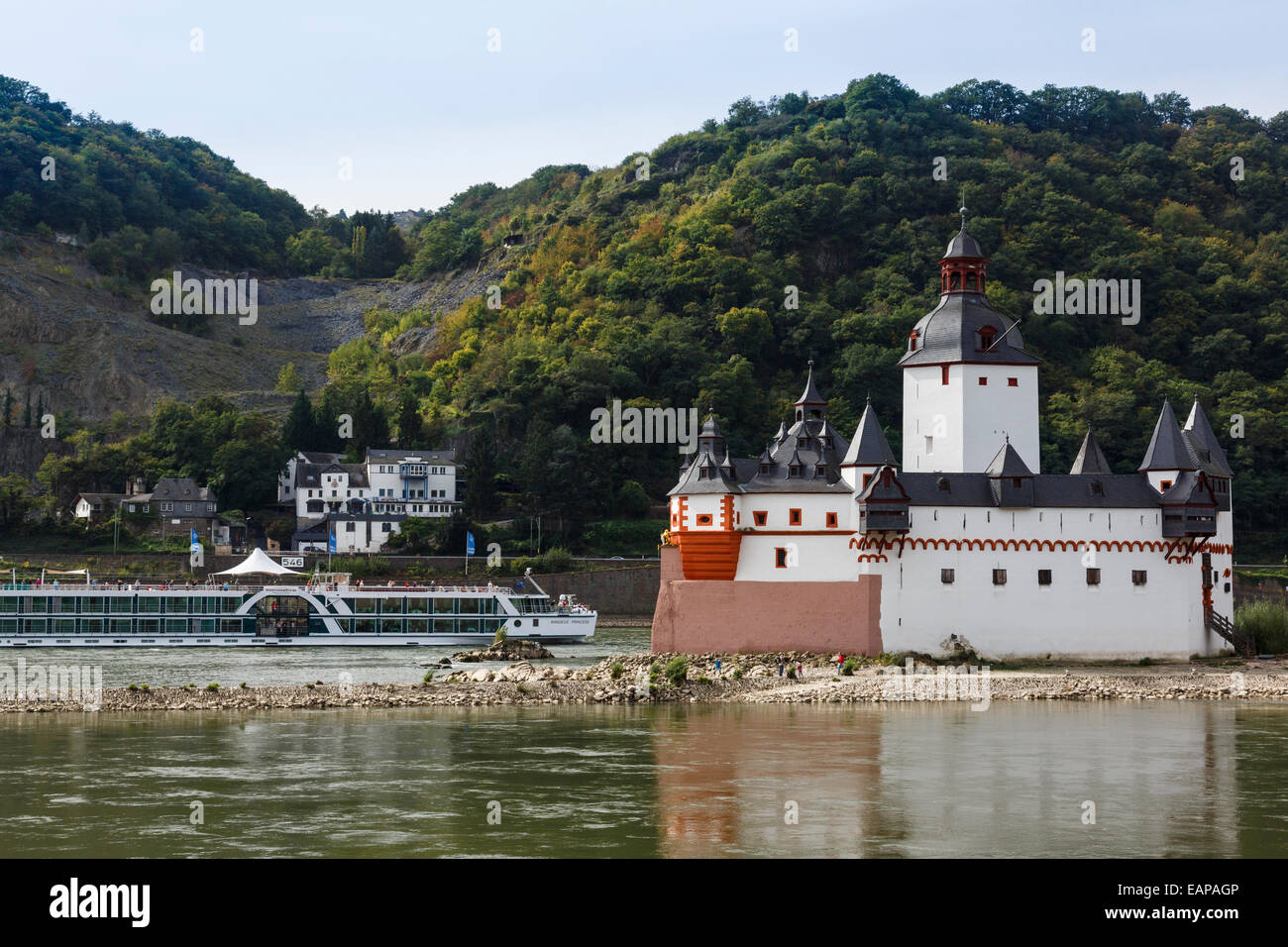 Pfalzgrafenstein Schloss 1327 auf sterben Pfalz Insel im Rhein, Kaub ...
