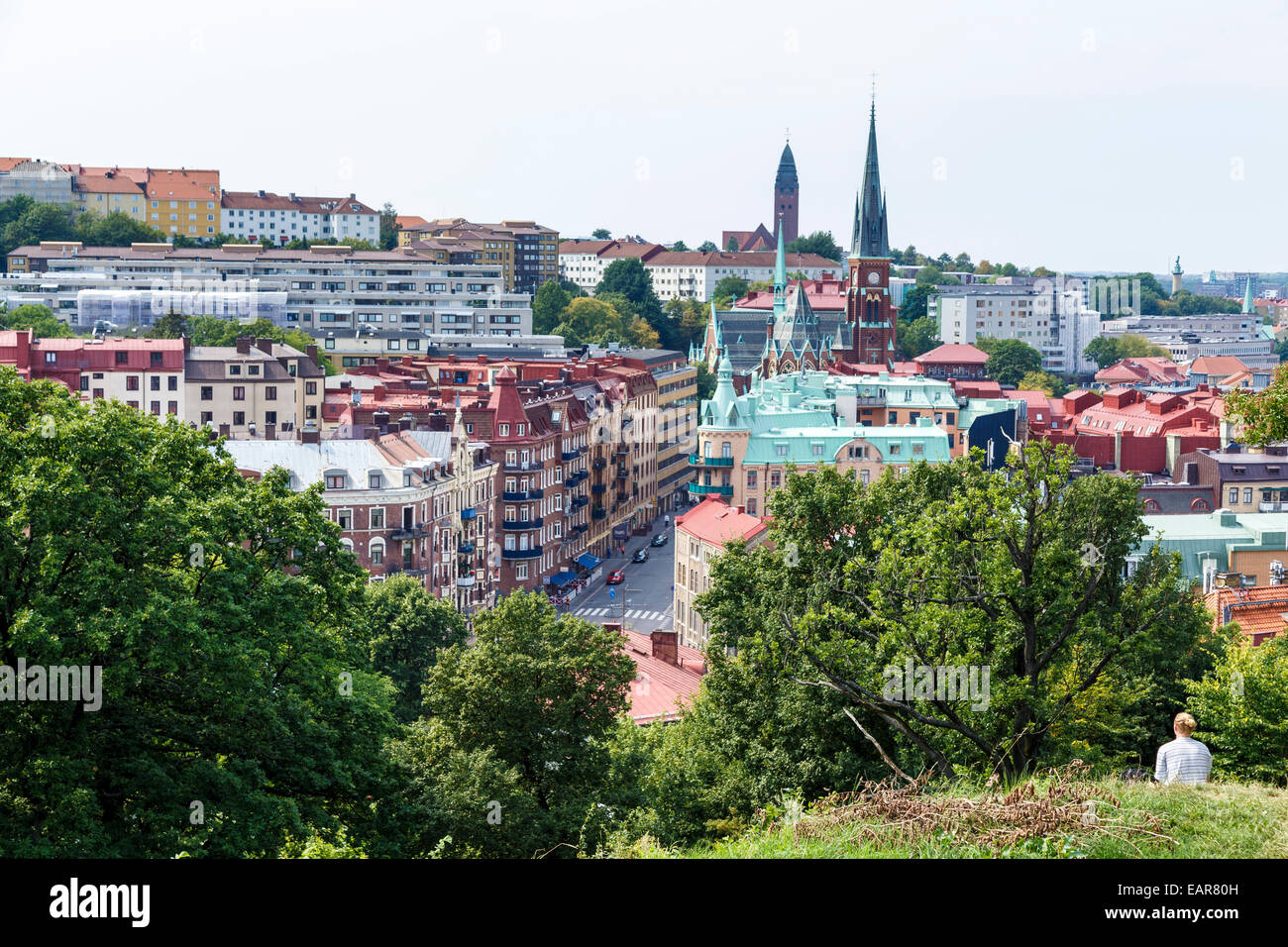 Blick über Göteborg Skyline von Skansen Kronan, Göteborg, Schweden ...