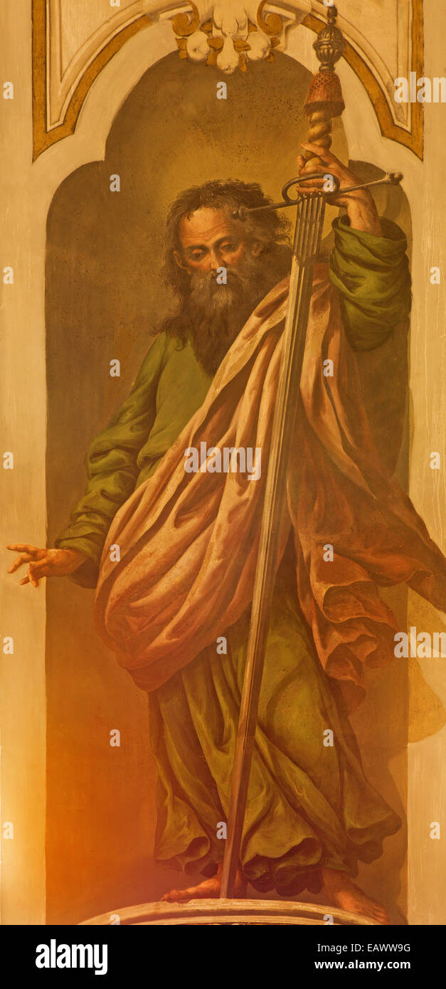 Sevilla - das Fresko des Heiligen Paulus der Apostel von Lucas Valdes ...