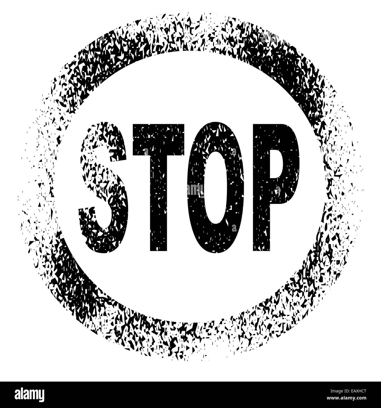 Ein Stempel in schwarzer Tinte mit der Legende zu stoppen, vor einem ...