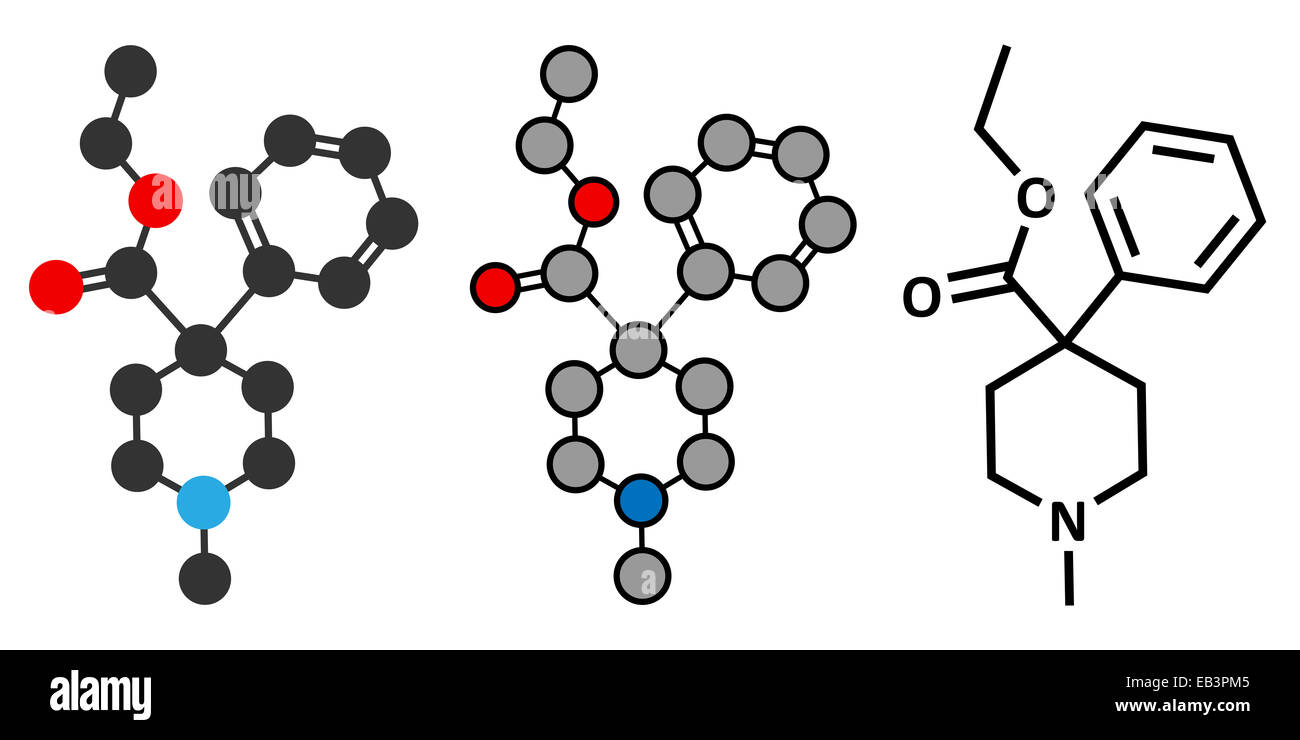 Pethidin opioid Analgetikum Molekül. Konventionelle Skelettformel und ...