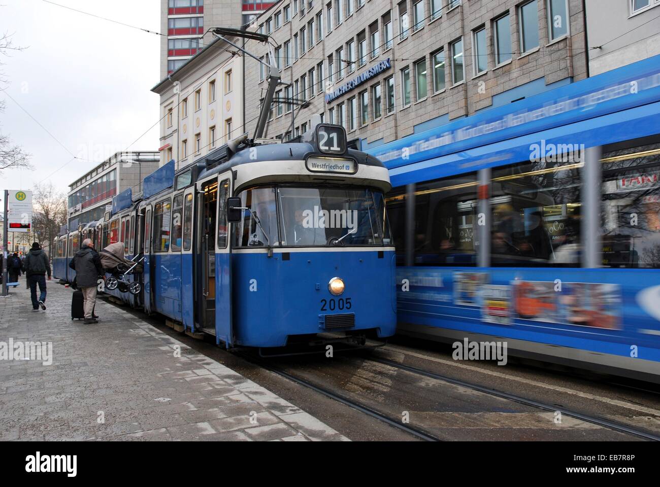 Alte Straßenbahn in München Stockfotografie - Alamy