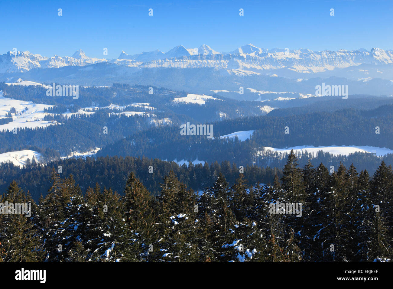 Blick vom Emmental, Berner Alpen, Berner Alpen, Schweiz Stockfotografie ...
