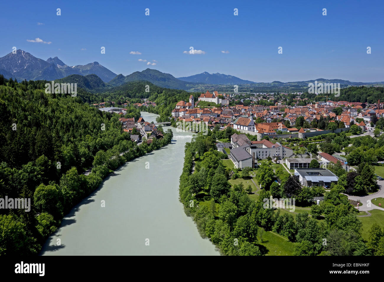 View on fuessen with lech river -Fotos und -Bildmaterial in hoher ...