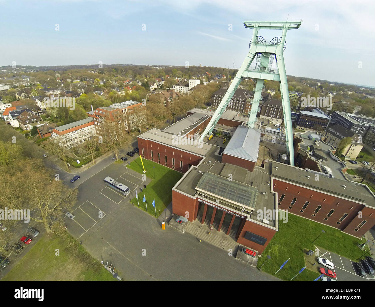 Luftbild, Deutsche Bergbau-Museum mit Kopfbedeckung, Bochum, Ruhrgebiet ...