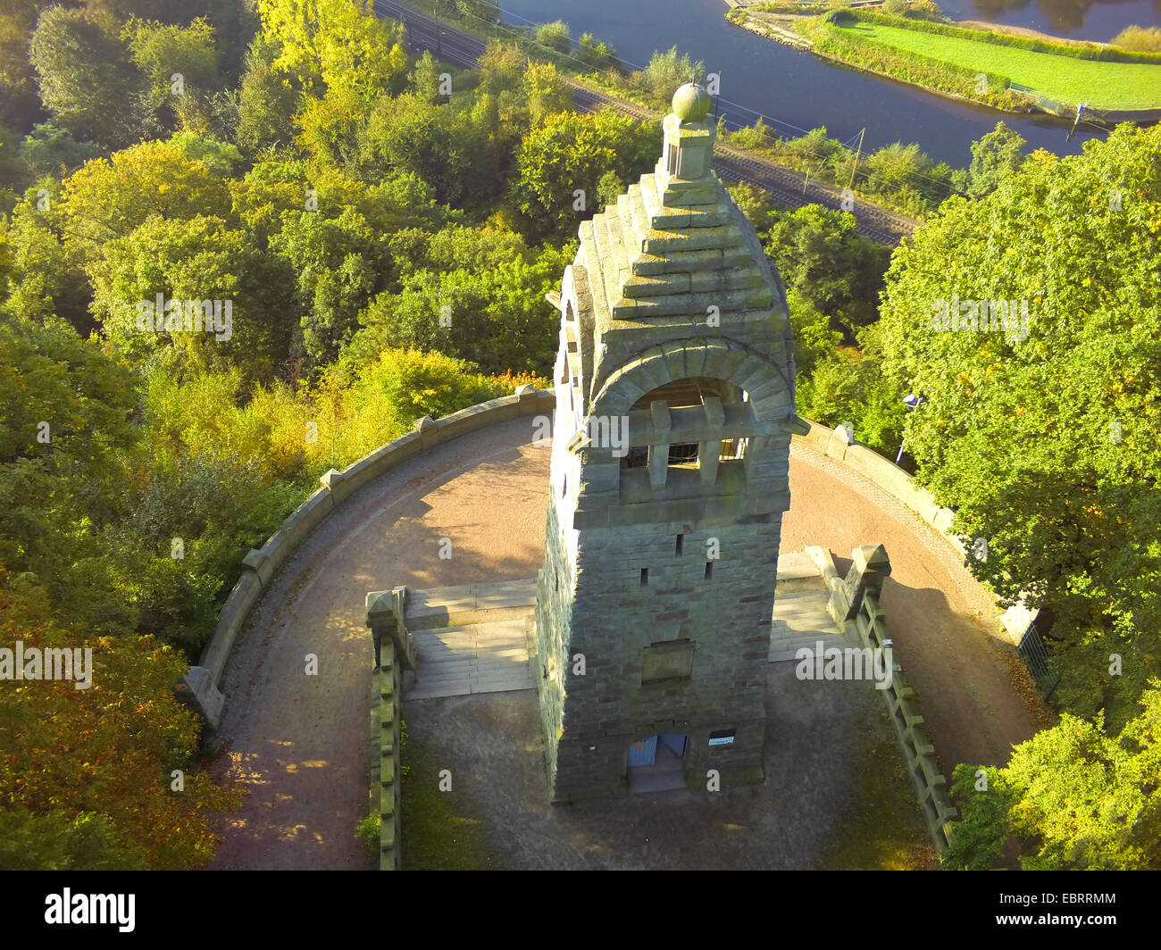 Luftbild, Berger-Denkmal auf dem Hohenstein mit Blick auf die Ruhr, Deutschland, Nordrhein ...