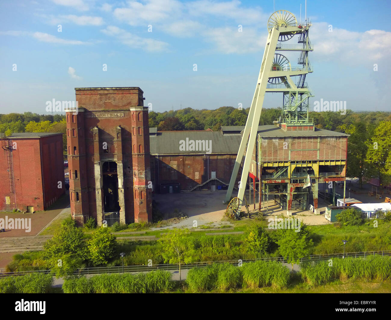 Luftbild auf stillgelegten Kohle mine Ewald, Deutschland, Nordrhein ...