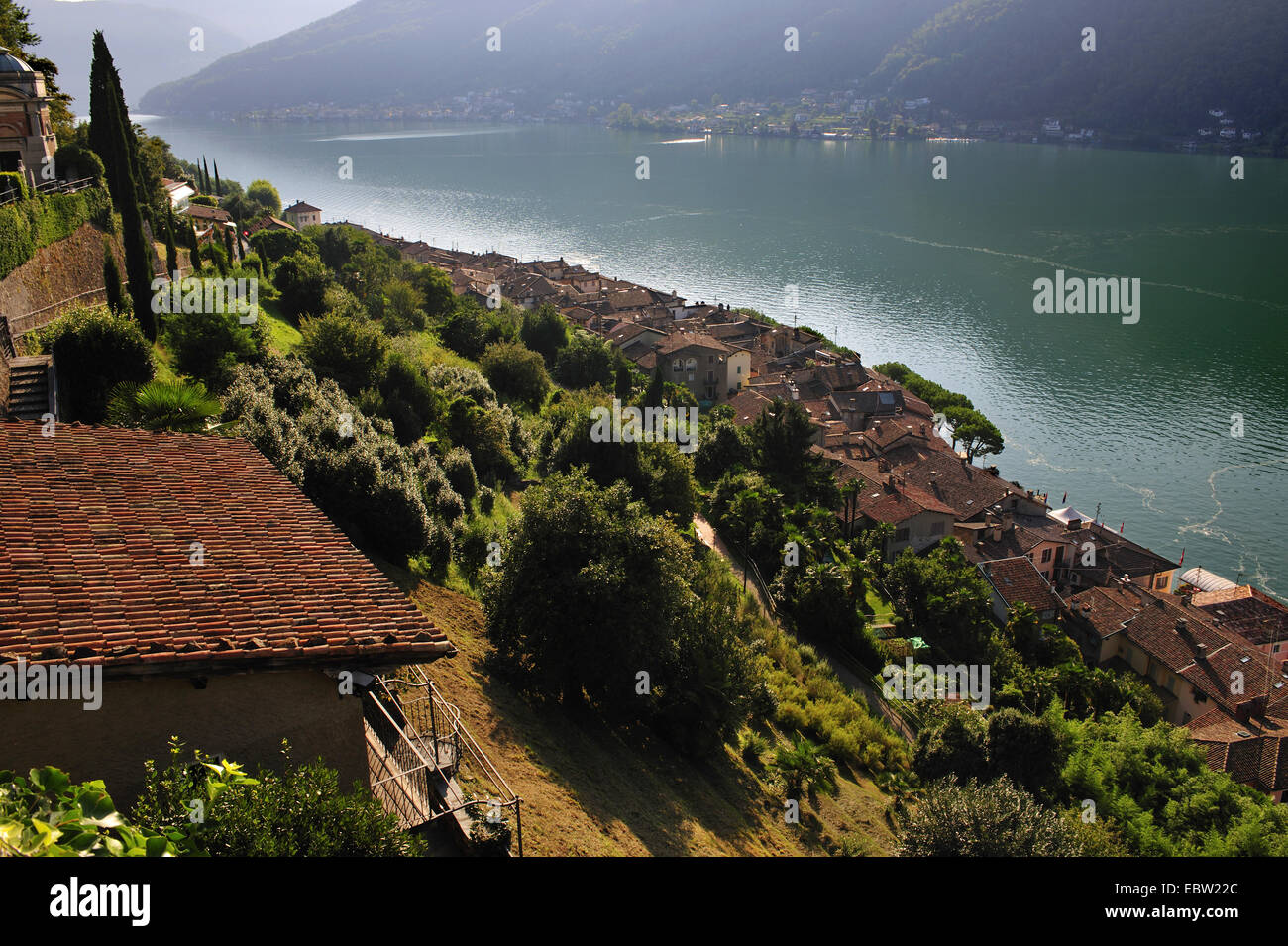 Morcote am Lago di Lugano, Schweiz, Tessin, Morcote Stockfotografie - Alamy