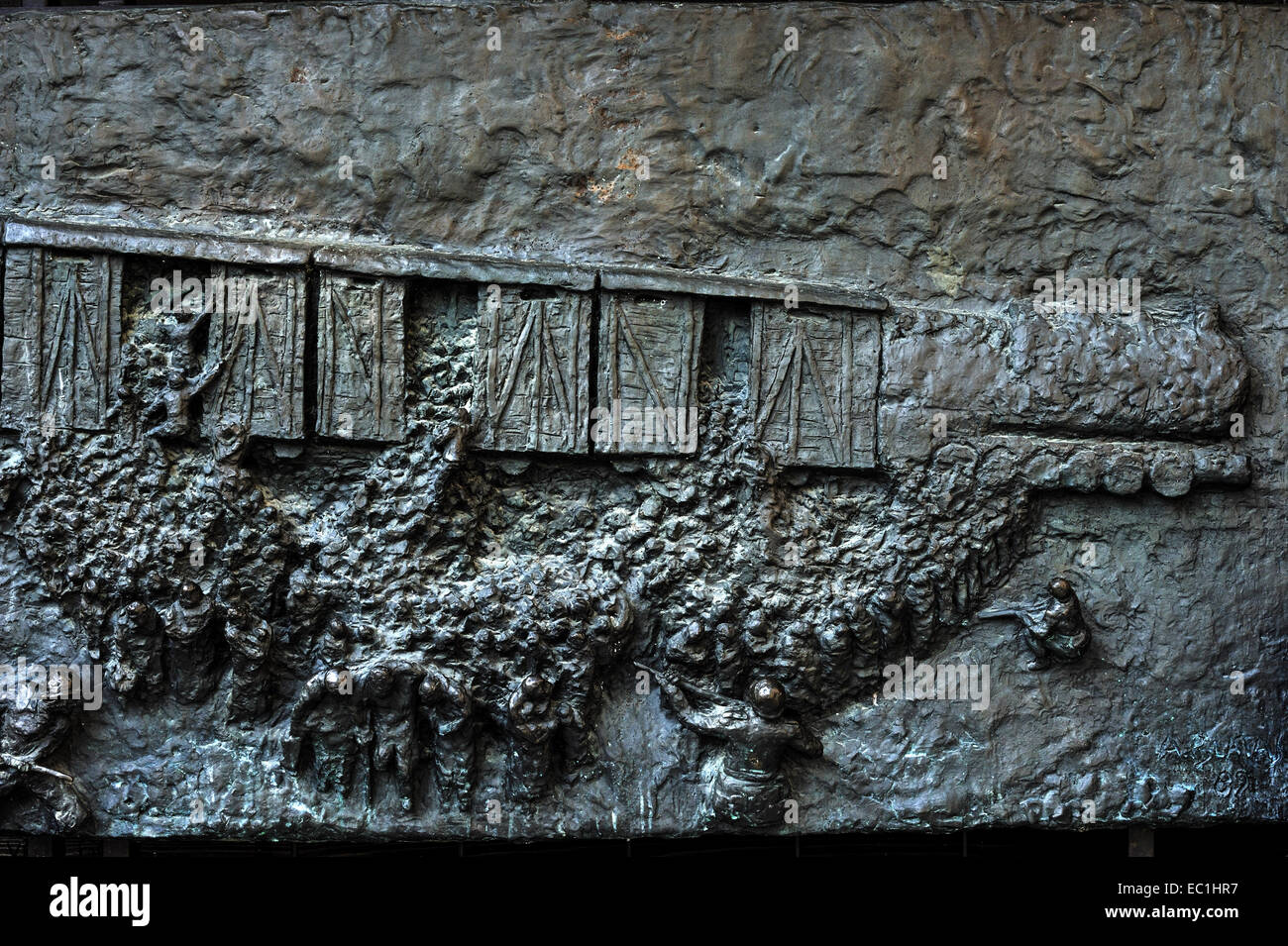 Der letzte Zug: Bronzetafel von Demi-Relief Holocaust auf das Ghetto ...