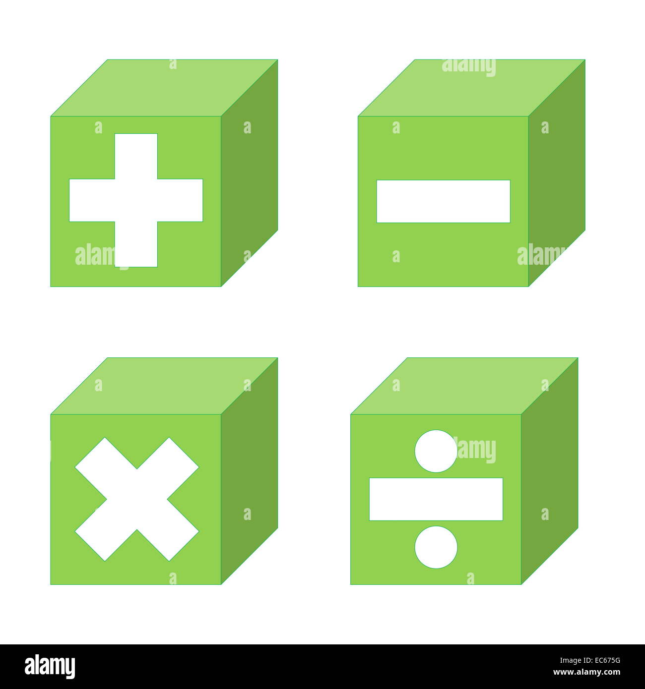 Mathematische Symbole der Addition, Subtraktion, Multiplikation und ...