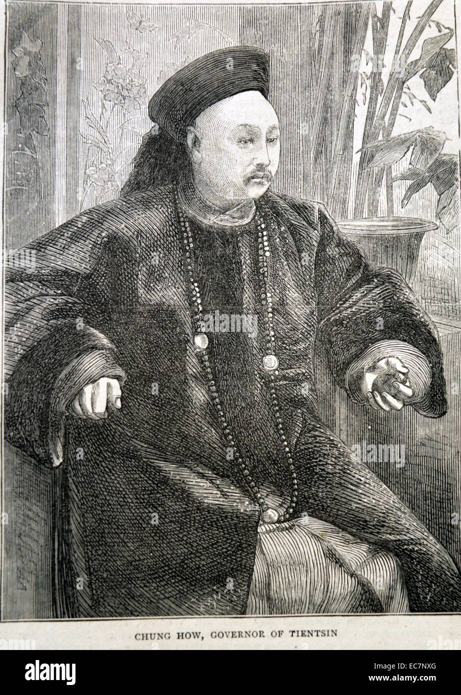 Gravur der Gouverneur von Tientsin, Chung Wie. Wie Gouverneur war in ...