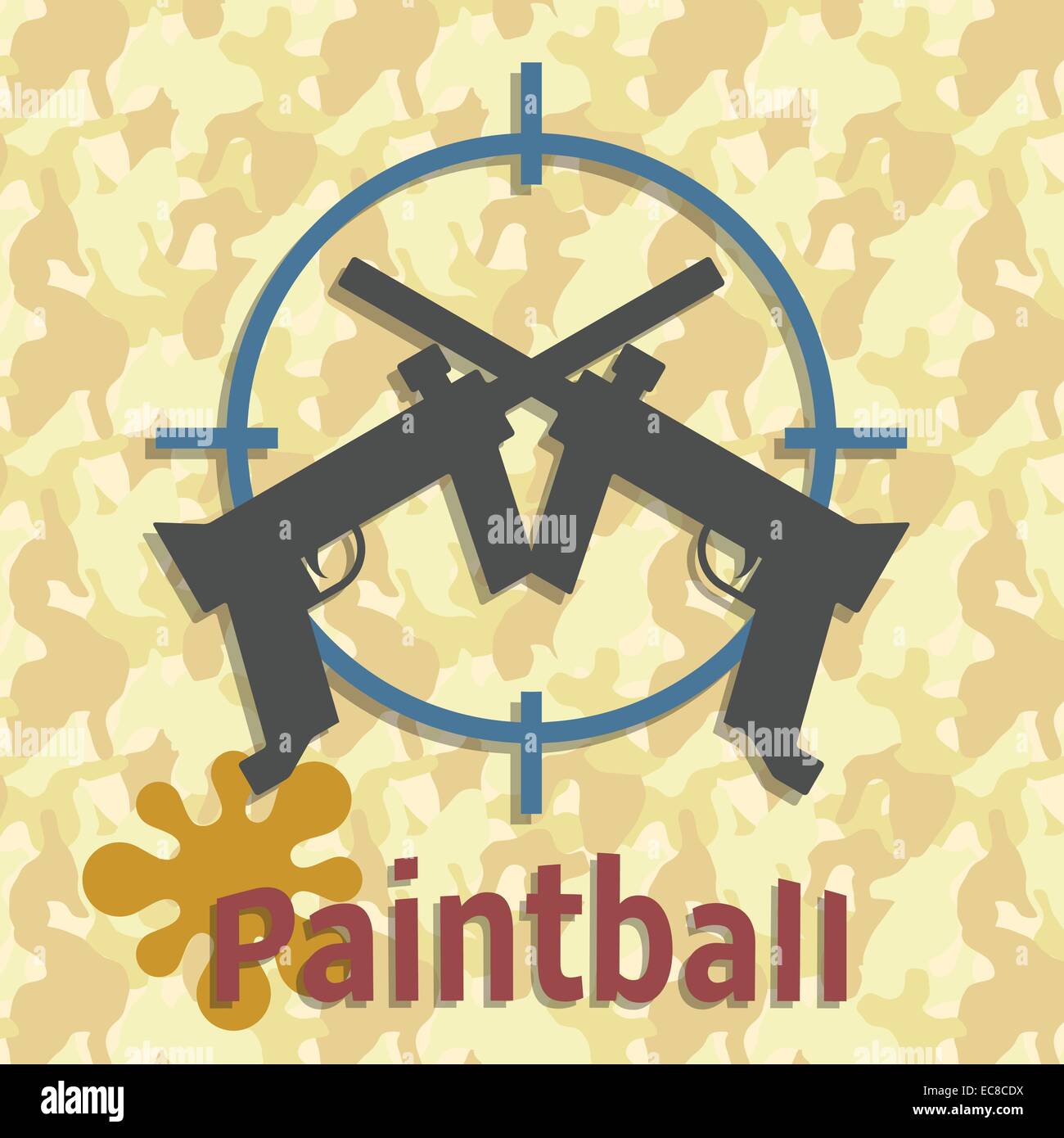 Paintball Splash Ziel- und Waffen Vorlage für das Plakat Stil Grunge ...