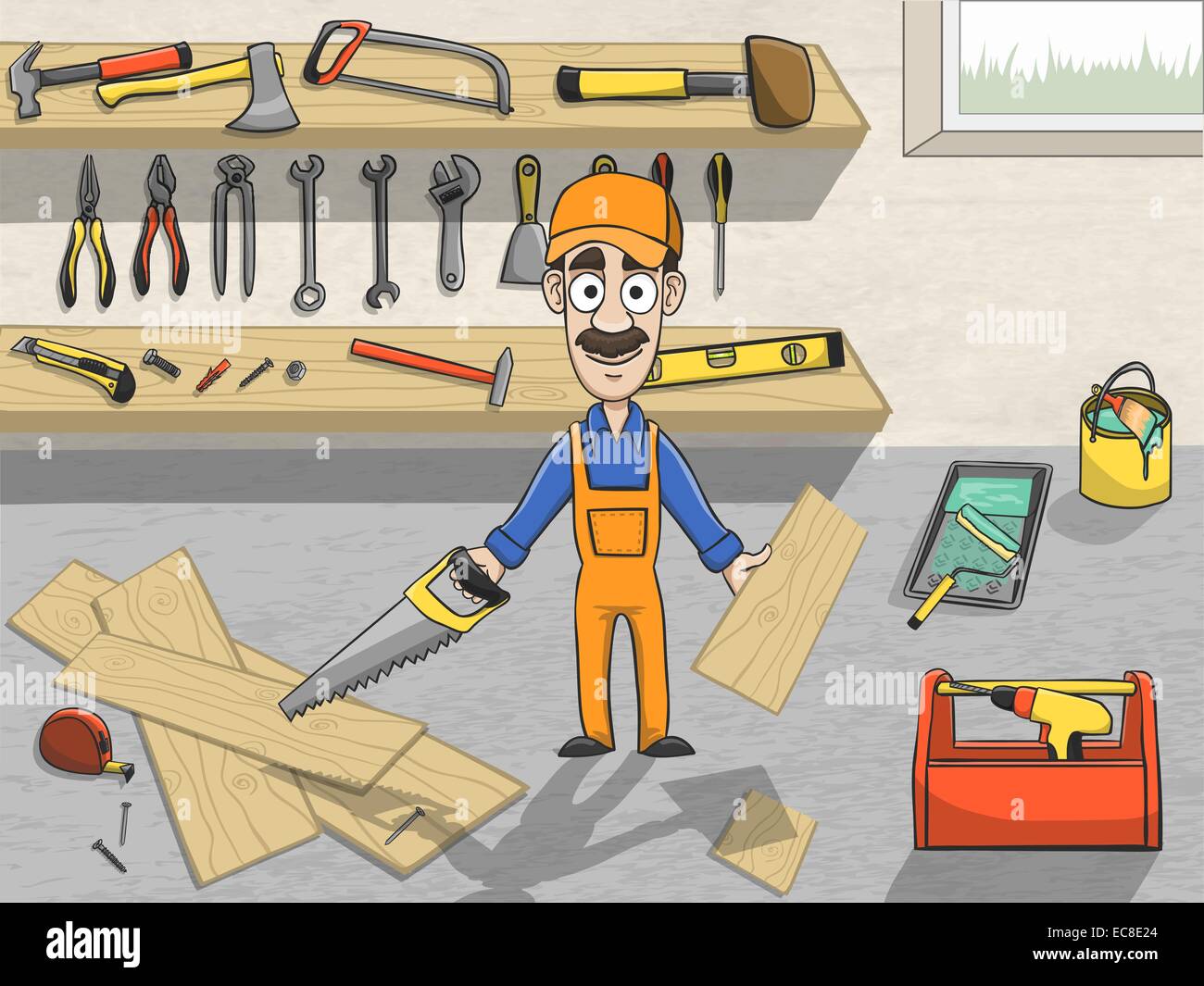 Tischler cartoon Stock-Vektorgrafiken kaufen - Alamy