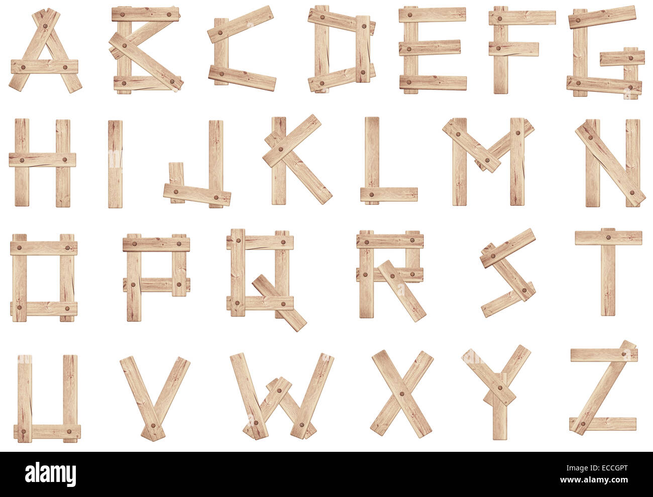 Alte hölzerne Alphabet Buchstaben aus Holz Planken gemacht ...