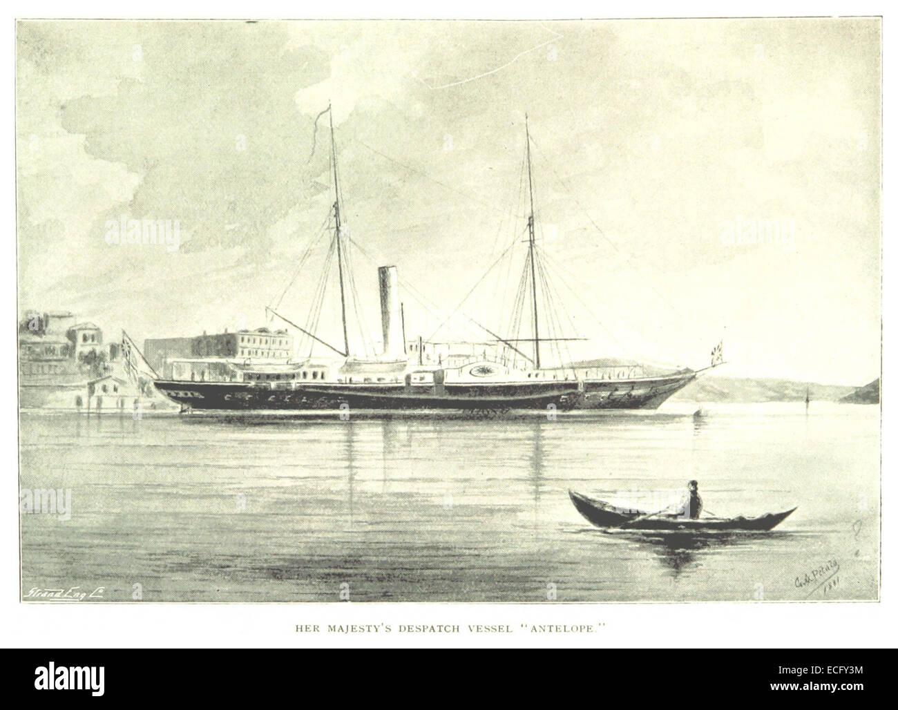 Diese 1895 von Spry gezeigte Illustration zeigt das Schiff Antelope, ein Schlüsselschiff der ...
