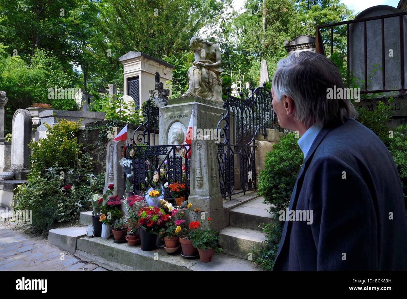 Frankreich, Paris, Pere Lachaise Friedhof, das Grab von Frederic Chopin ...