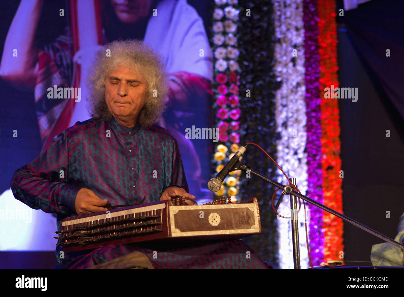 Pandit ShivKumar Sharma spielen die Santur, Indien Stockfotografie - Alamy